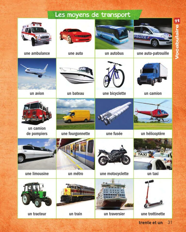 إثراء الرصيد اللغوي لغة فرنسية - Les moyens de transport - موقع الدراسة ...