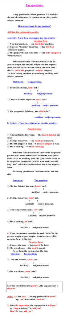 Lesson English 1 - Tag questions - موقع الدراسة الجزائري