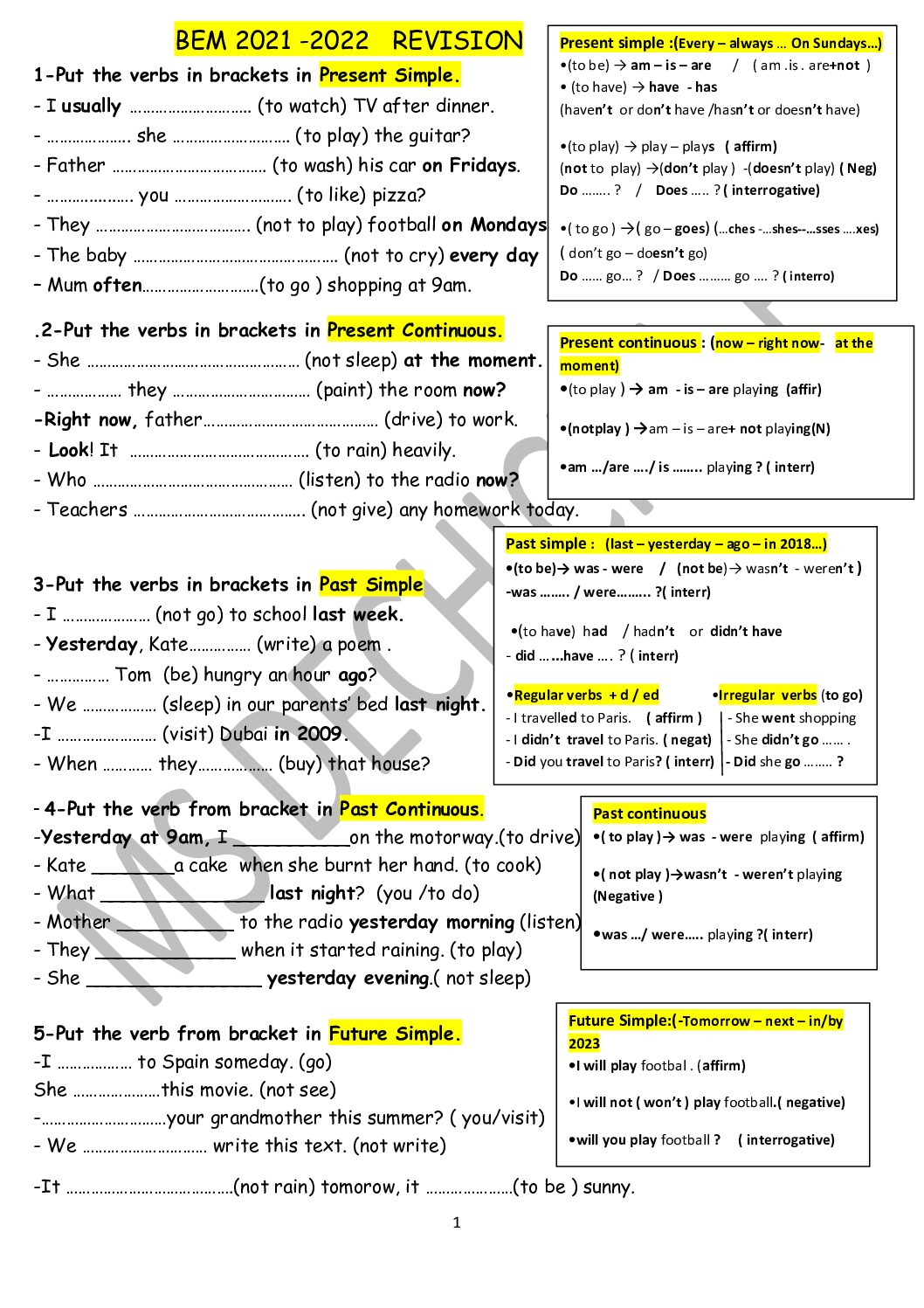 المراجعة النهائية في اللغة الانجليزية 4 متوسط BEM final revision in ...