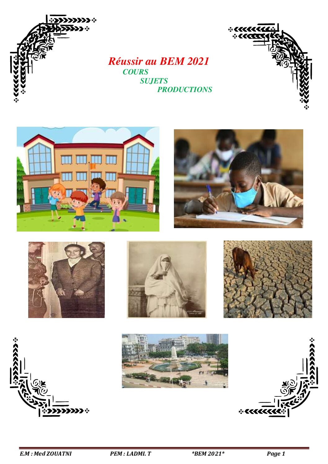 مراجعة شاملة في اللغة الفرنسية 4 متوسط COURS SUJETS PRODUCTIONS BEM ...